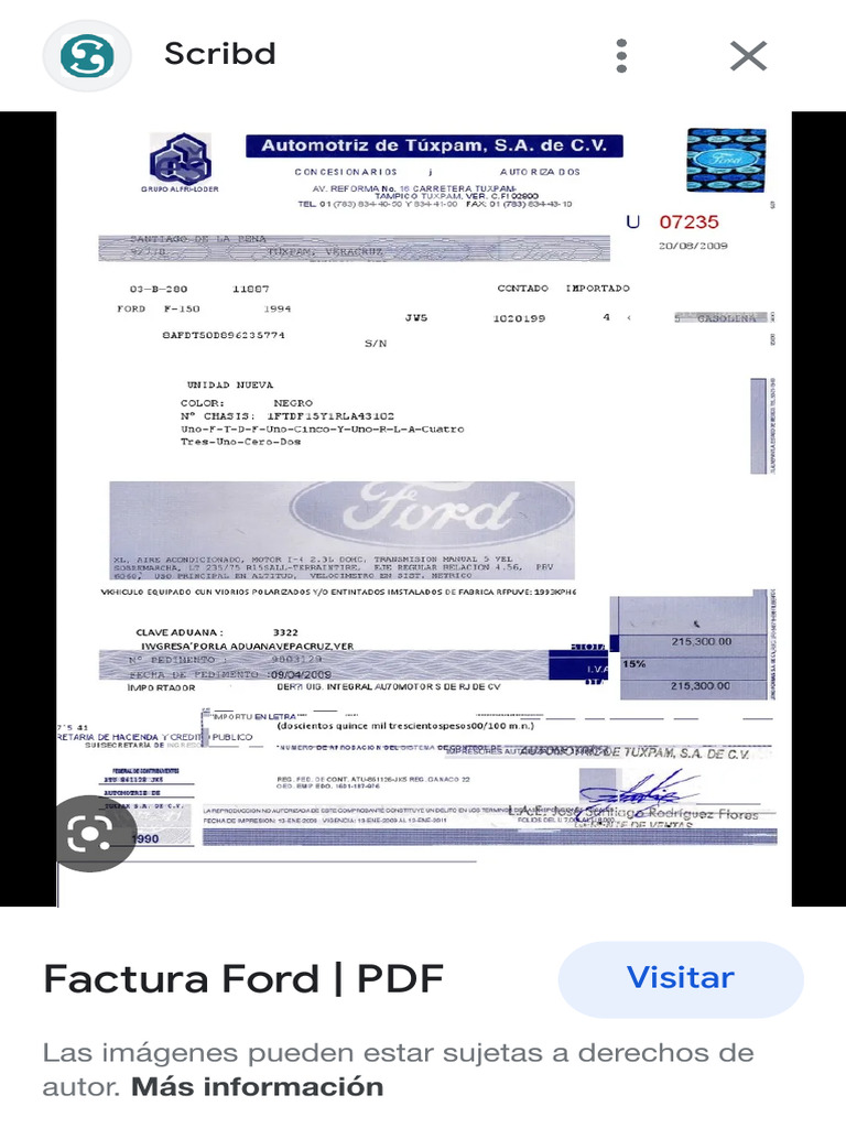 Factura de Ford 2000 - Búsqueda de Google | PDF