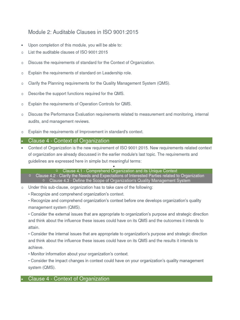 ISO 9001:2015 Auditable Clauses Guide | PDF | Quality Management System ...