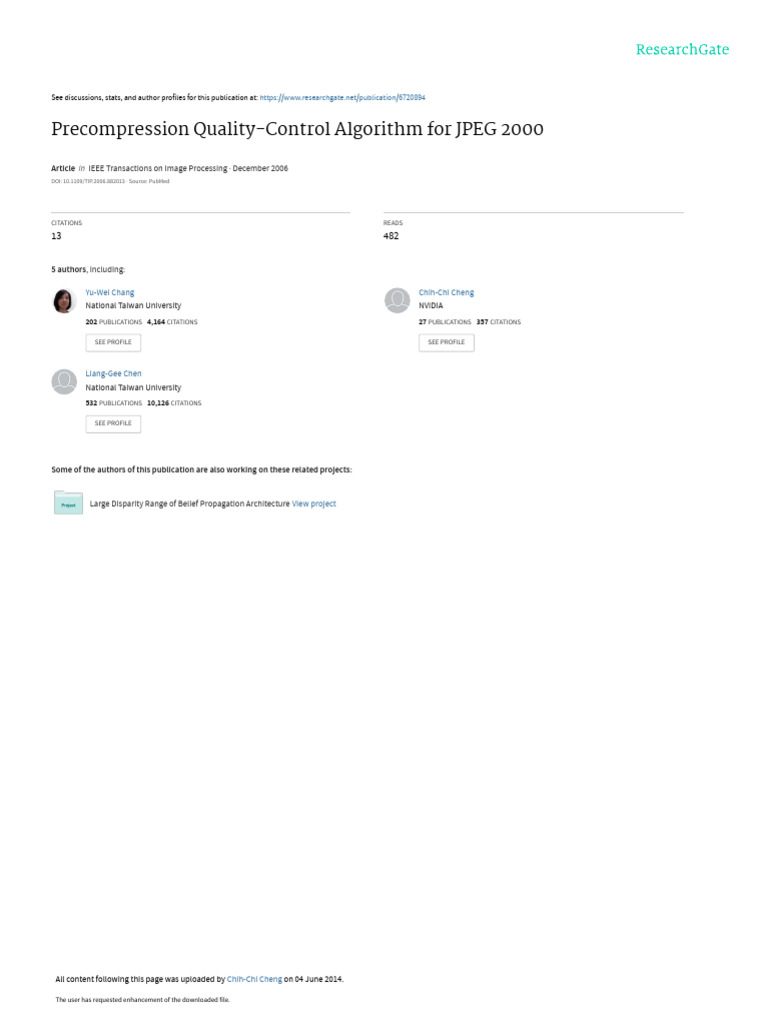 Precompression Quality Control Algorithm For Jpeg 2000 Pdf Data Compression Algorithms