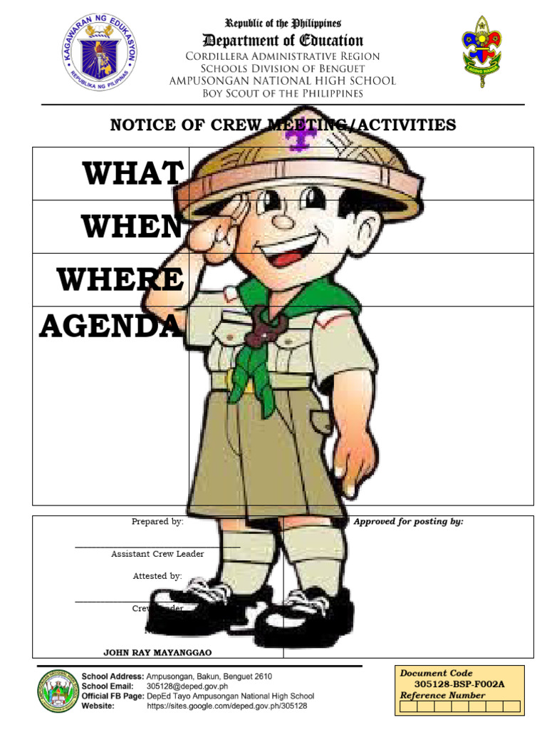 BSP F002a Notice of Crew Meetingactivities | PDF