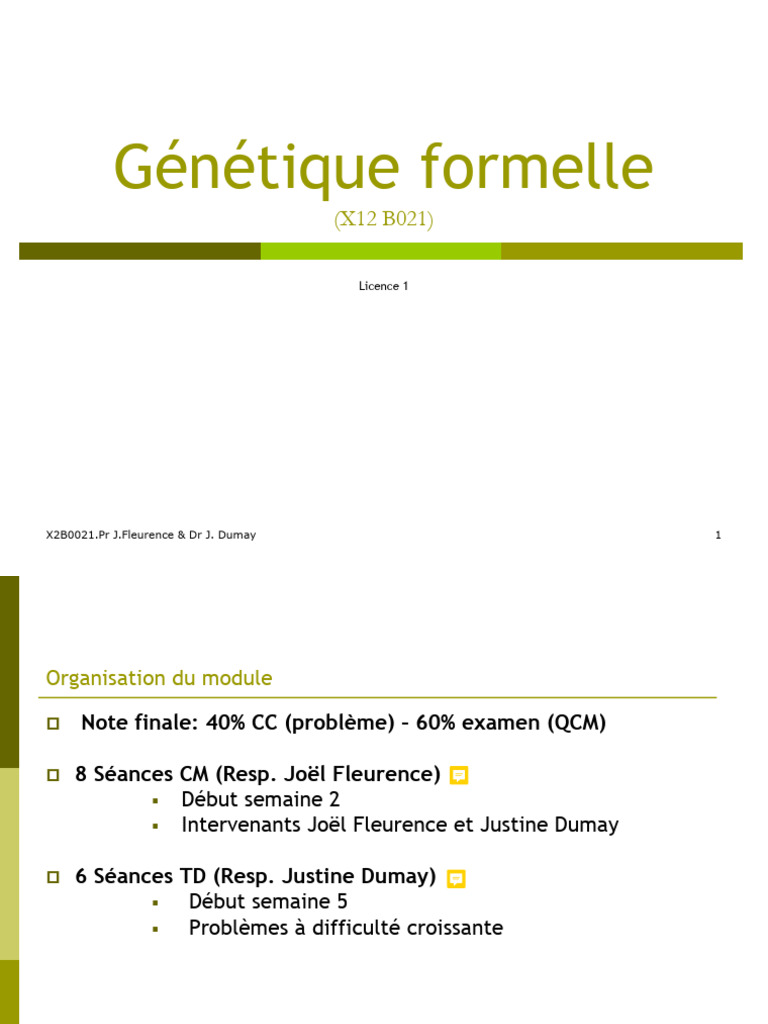 Génétique formelle : Concepts clés et méthodes | PDF | Dominance ...