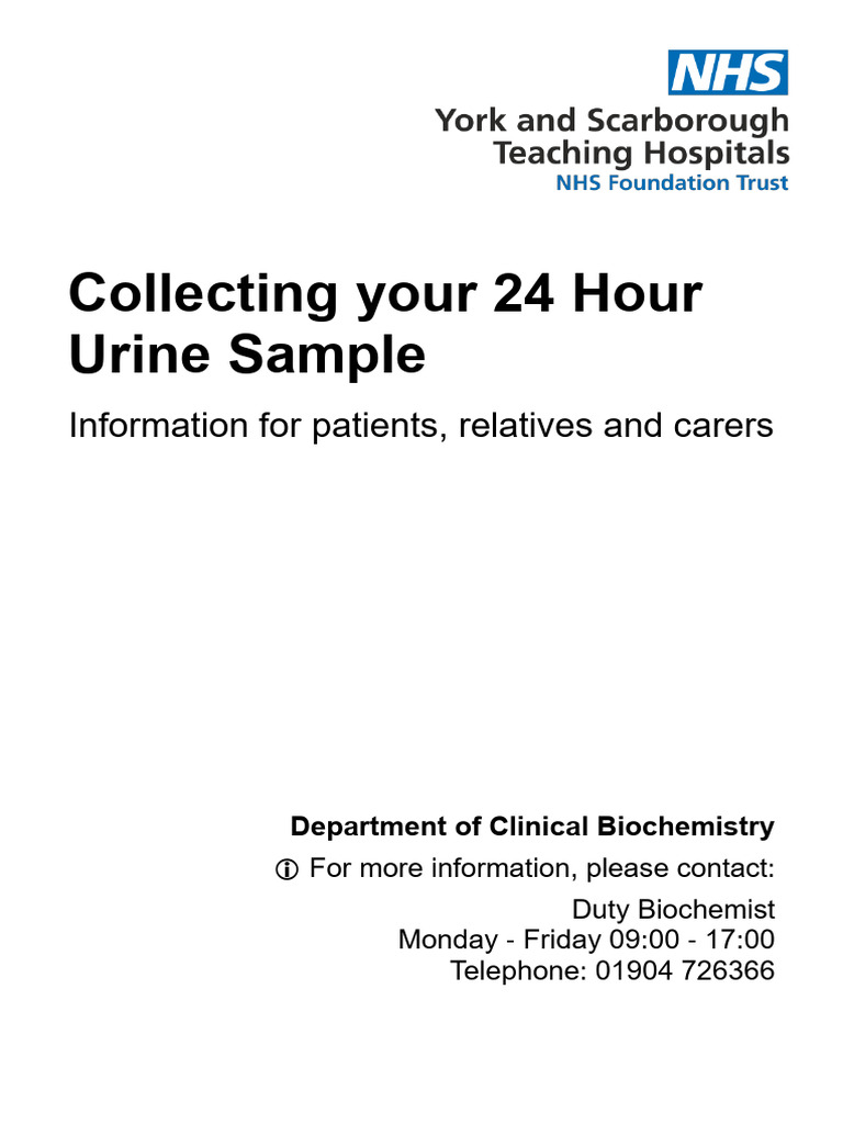 Collecting A 24 Hour Urine Sample | PDF | Medical Laboratory | Medical ...