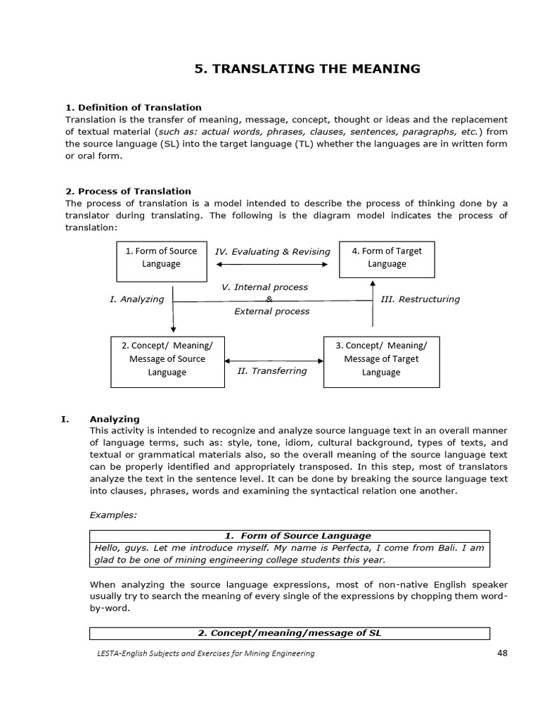 5 Translating The Meaning | PDF | Translations | Sentence (Linguistics)