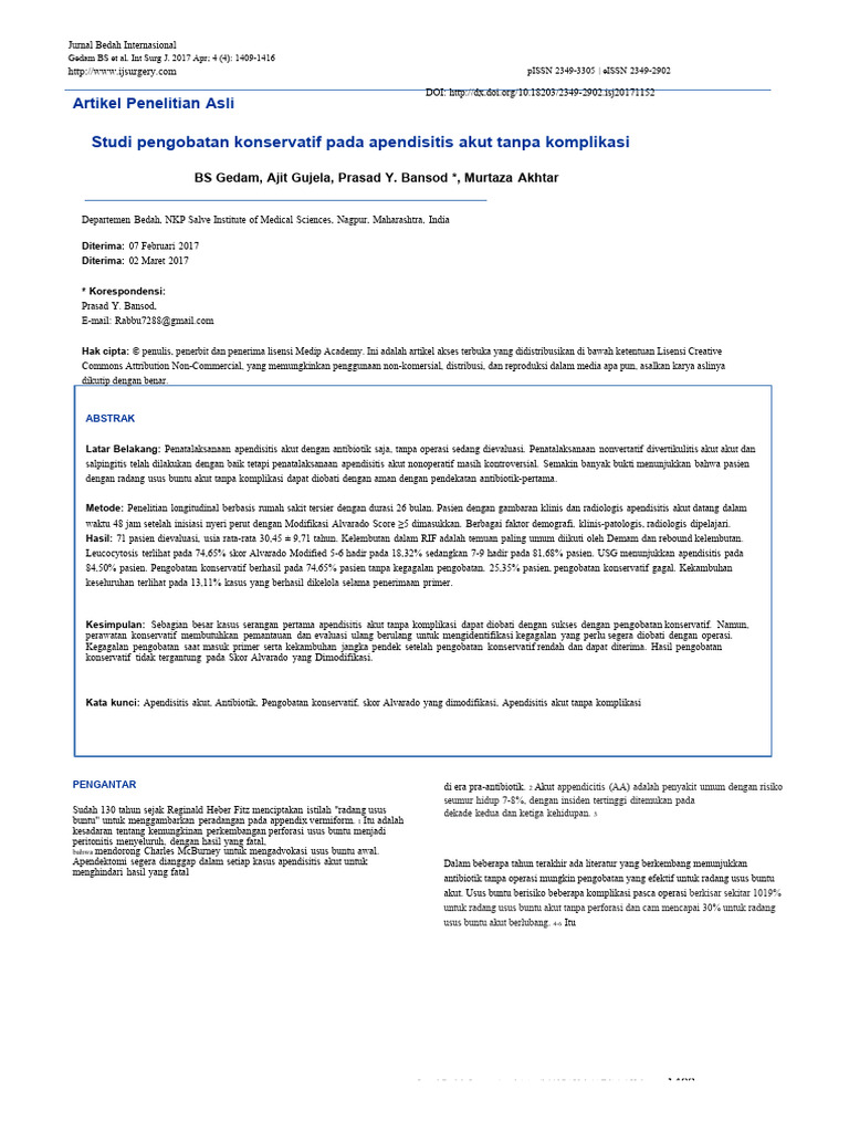 1.TELAAH JURNAL-STUDY OF CONSERVATIVE TREATMENT IN UNCOMPLICATED ACUTE ...