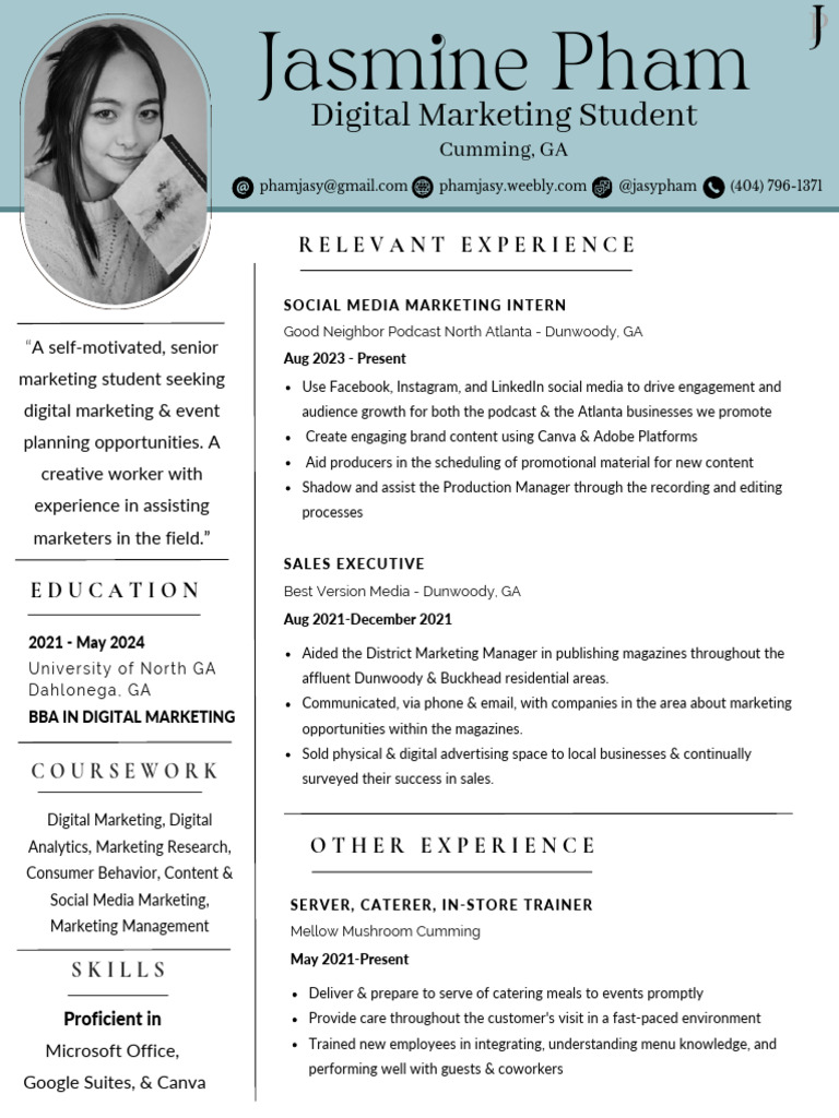 Professional Resume Jasmine Pham | PDF | Digital Marketing | Marketing