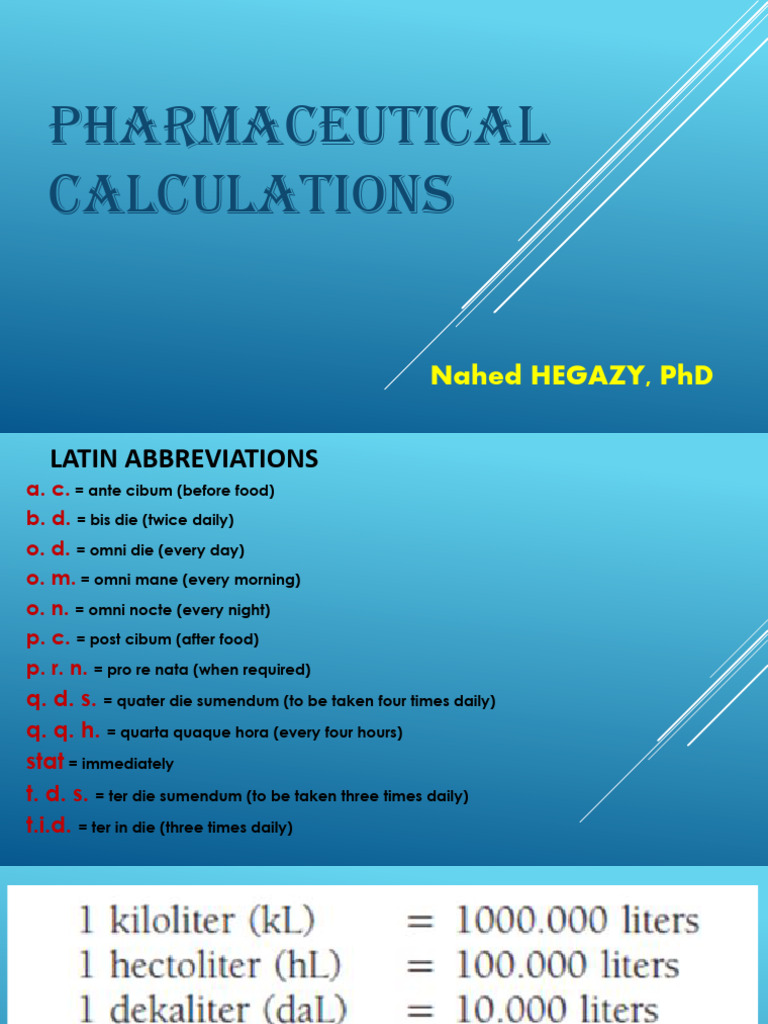 Pharmaceutical Calculations | PDF | Mass Concentration (Chemistry ...