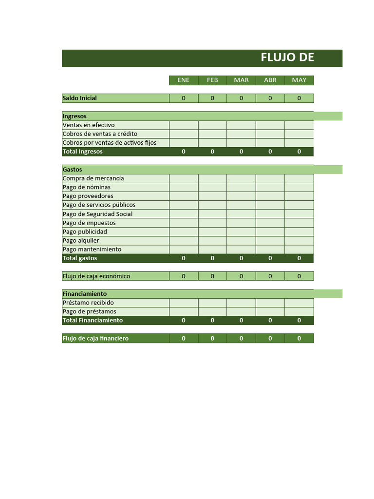 Plantilla Flujo de Caja | PDF | Flujo de efectivo | Economias
