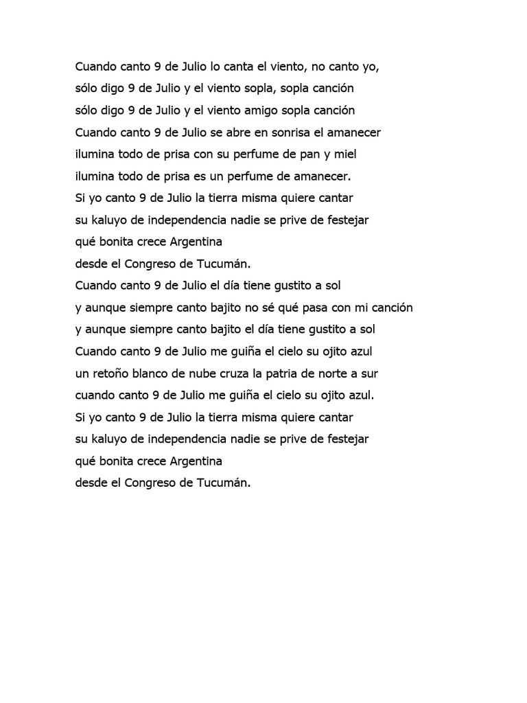 Cuando Canto 9 de Julio Lo Canta El Viento | PDF