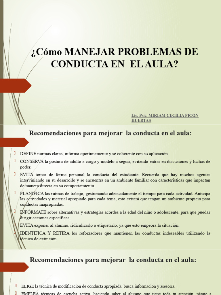 Problemas de Conducta | PDF | Comportamiento | Salón de clases
