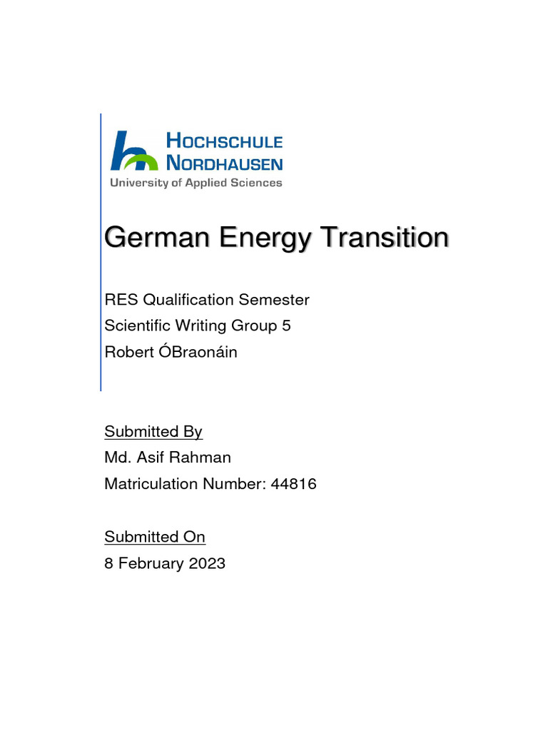 German Energy Transition | PDF | Renewable Energy | Efficient Energy Use
