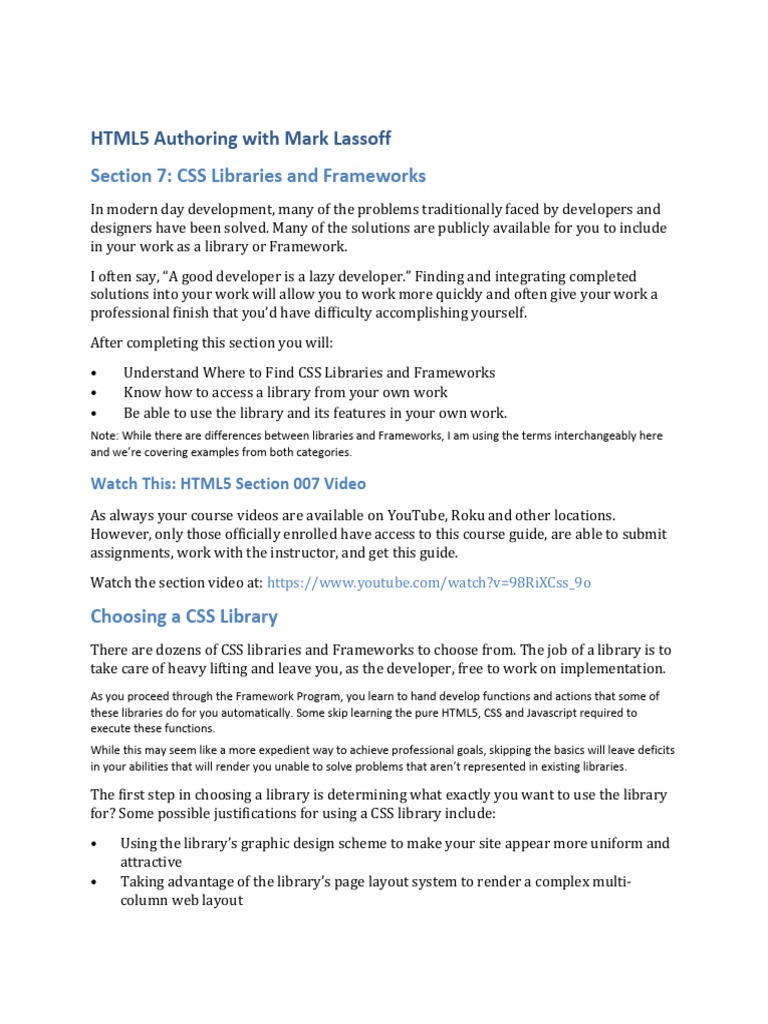 HTML5 Authoring 7 | PDF | Library (Computing) | Bootstrap (Front End Framework)