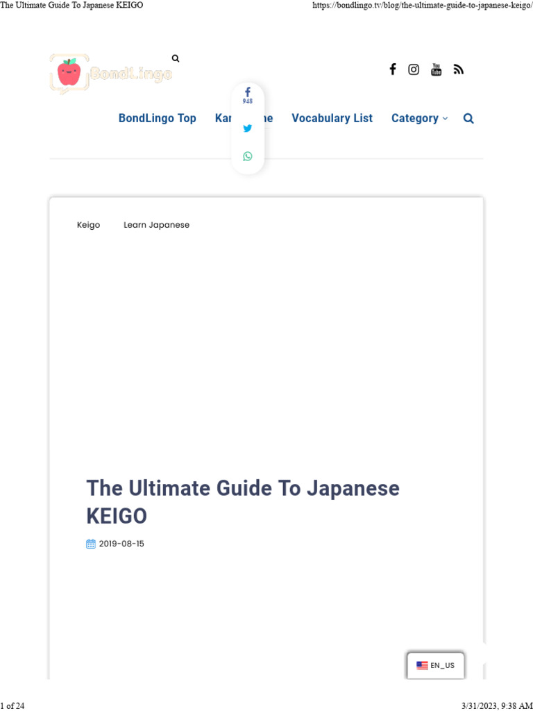 The Ultimate Guide To Japanese KEIGO | Download Free PDF | Japanese ...