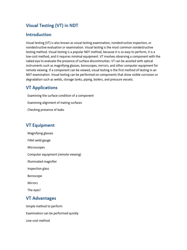 Visual Testing | Download Free PDF | Nondestructive Testing ...