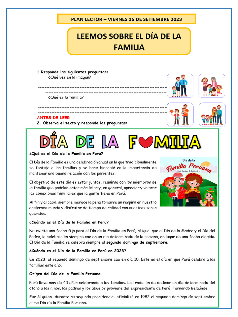 Ficha Plan Lector 8 2023 | PDF | Perú