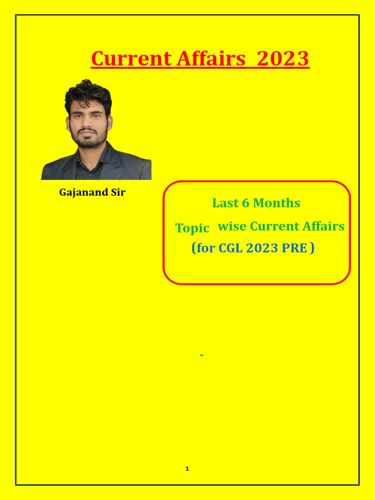 Current Affair 2023 Important Topics | PDF