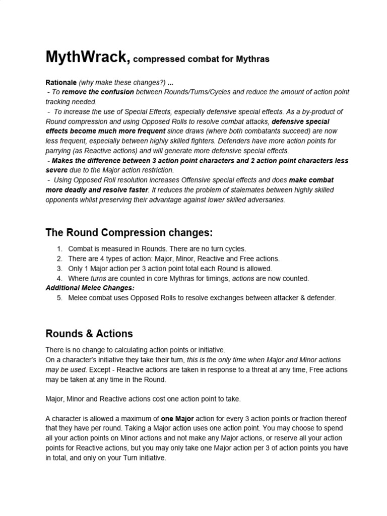 MythWrack, Fast Combat For Mythras.5 | PDF
