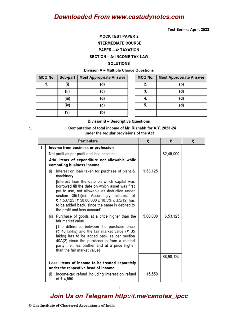 CA Inter Taxation A MTP 2 May 23 | PDF | Capital Gain | Capital Gains Tax