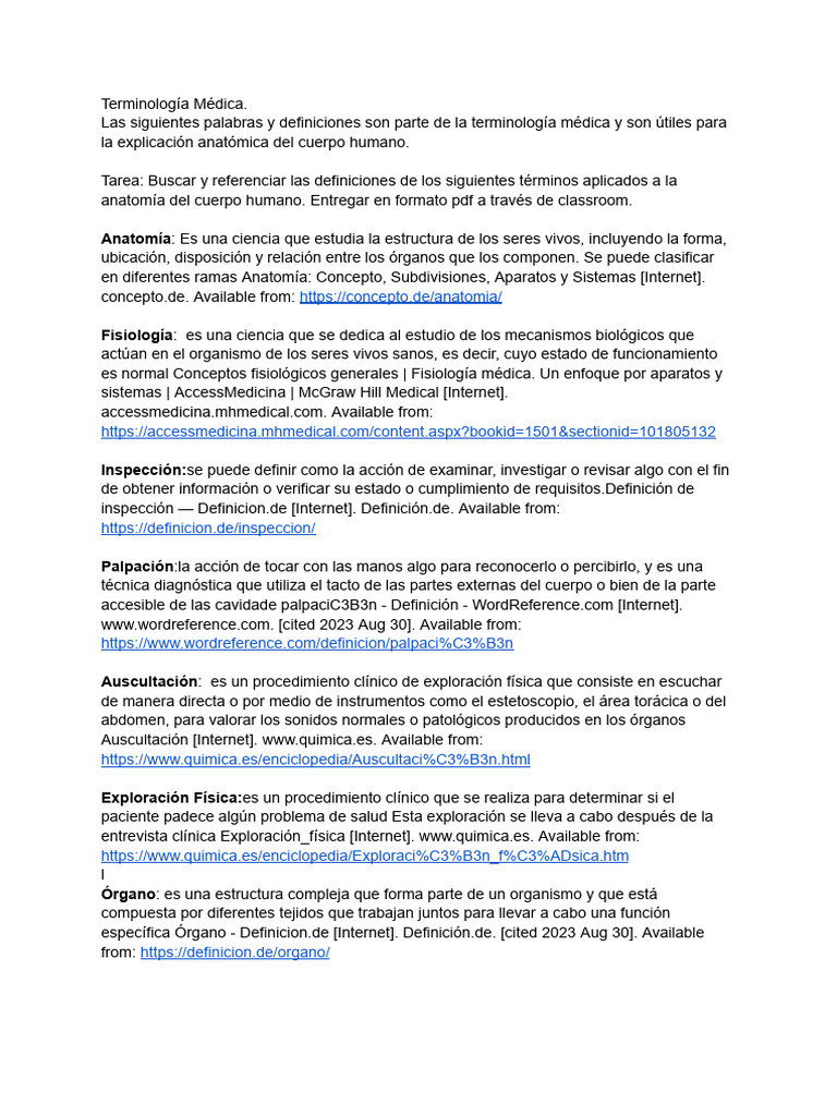 Terminología Médica | PDF | Términos anatómicos de ubicación | Anatomía