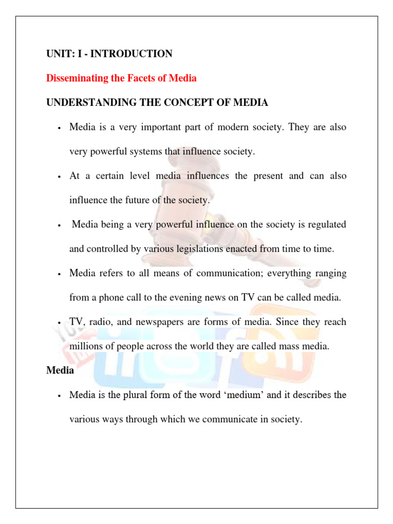 Media Law Notes - Unit I | PDF | Mass Media | Framing (Social Sciences)