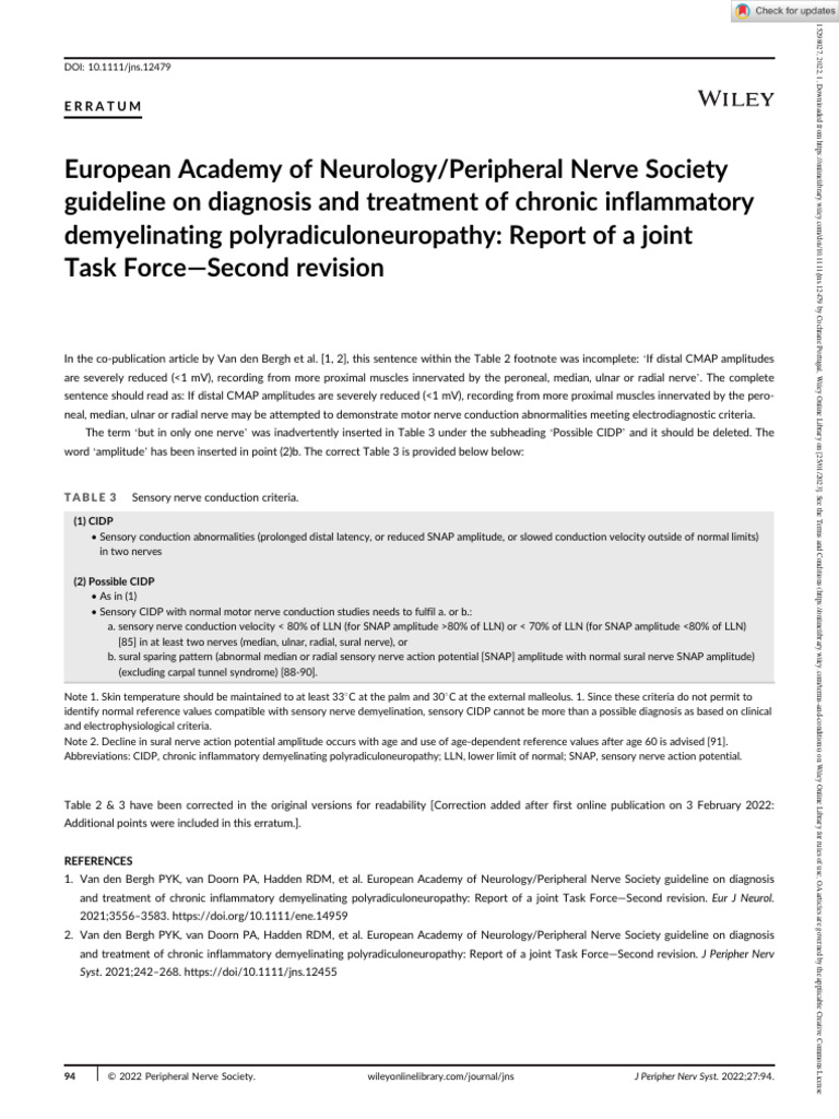 J Peripheral Nervous Sys - 2022 - European Academy of Neurology ...
