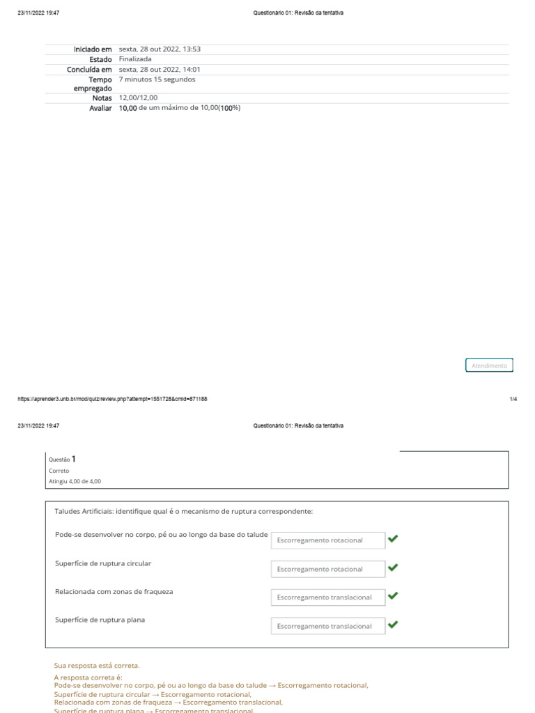 Questionário 01 - Revisão Da Tentativa | PDF