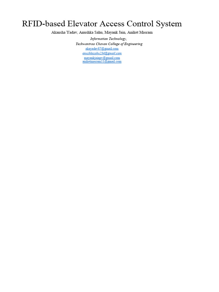RFID Elevator Access Control System | PDF | Radio Frequency ...