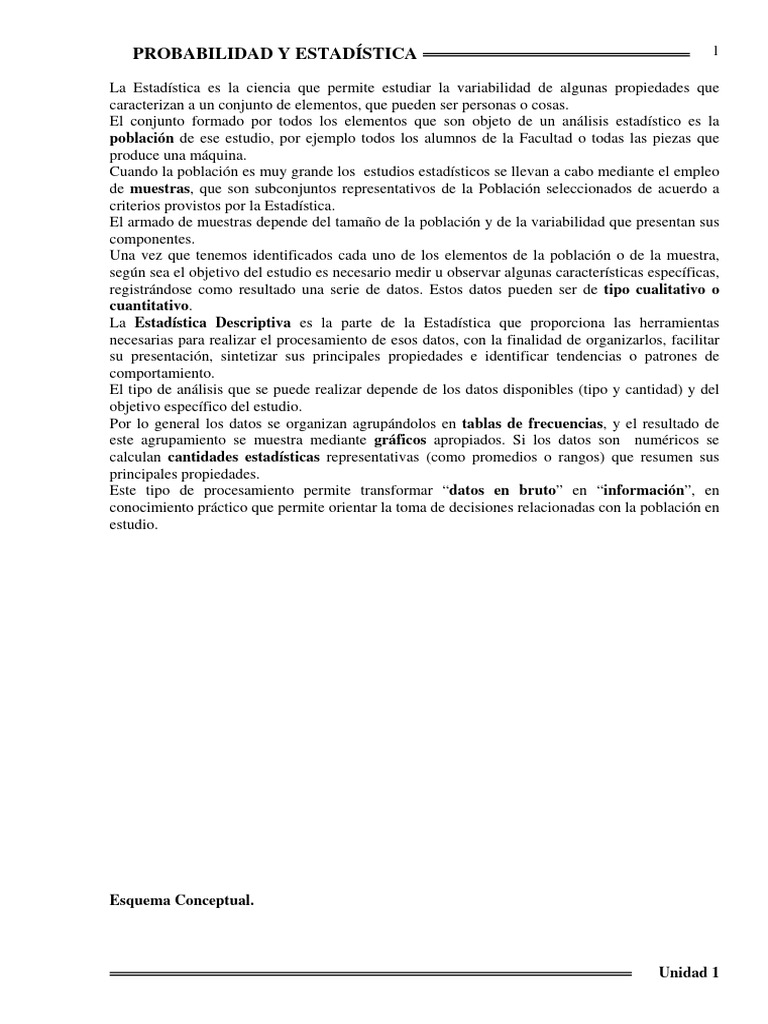Introduccion Unidad 1 | PDF | Estadísticas | Muestreo (Estadísticas)