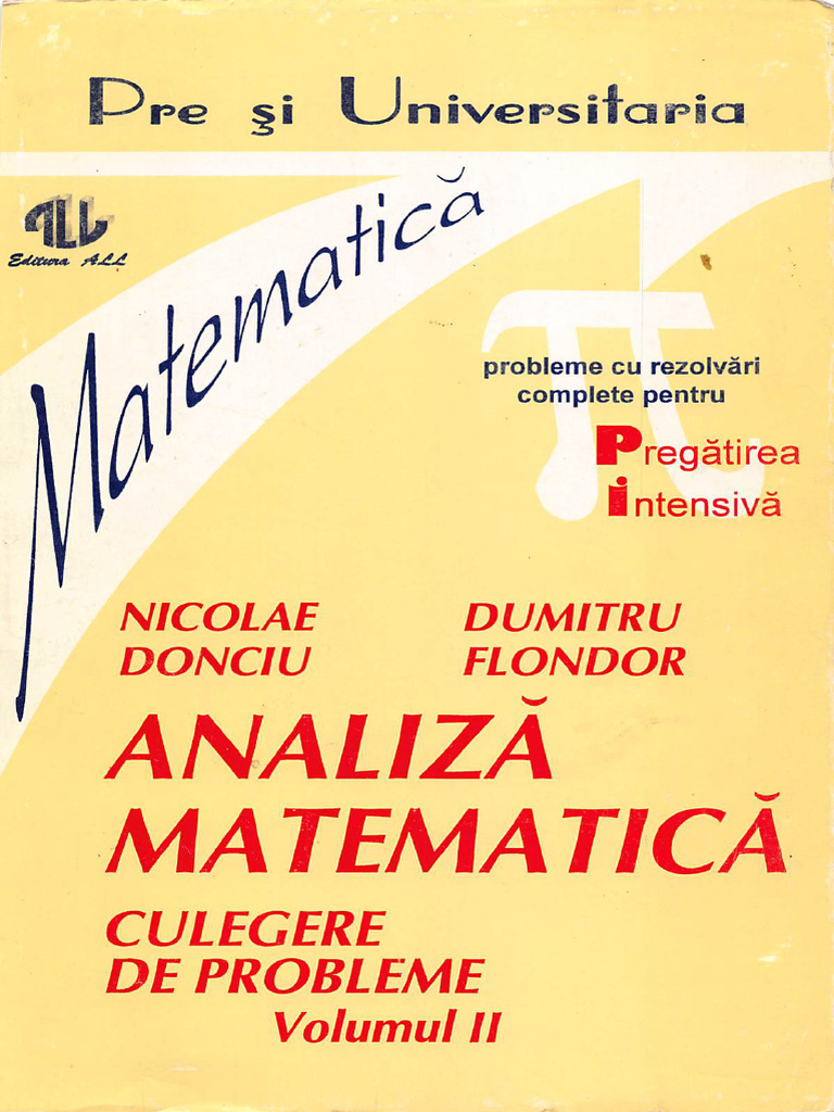 Analiza Matematica. Culegere de Probleme Vol.2 - N. Donciu, D. Flondor ...