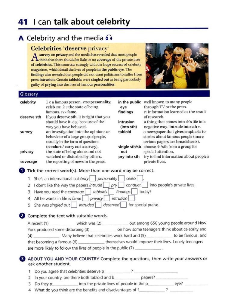 I Can Talk About Celebrity (Extra Vocabulary) | PDF