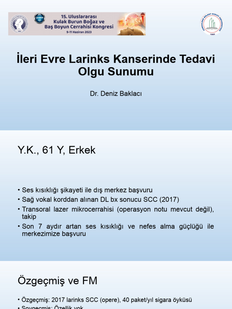 İleri Evre Larinks Kanserleri, Vaka Sunum | PDF