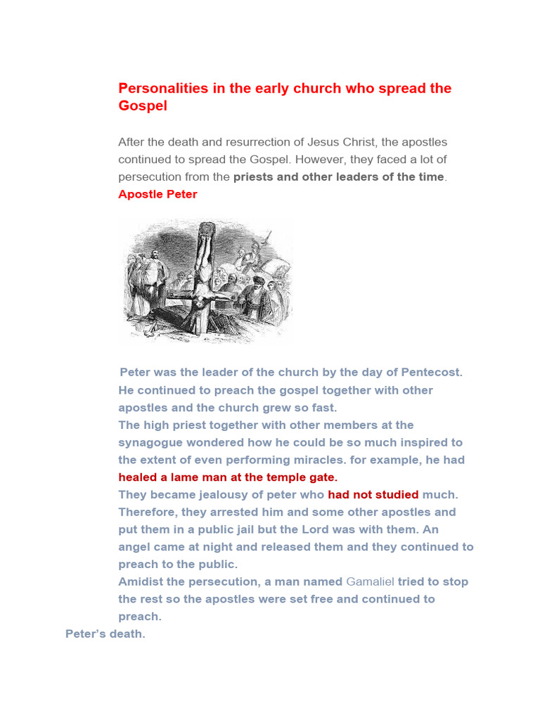 Personalities in The Early Church Who Spread The Gospel | PDF | Paul ...