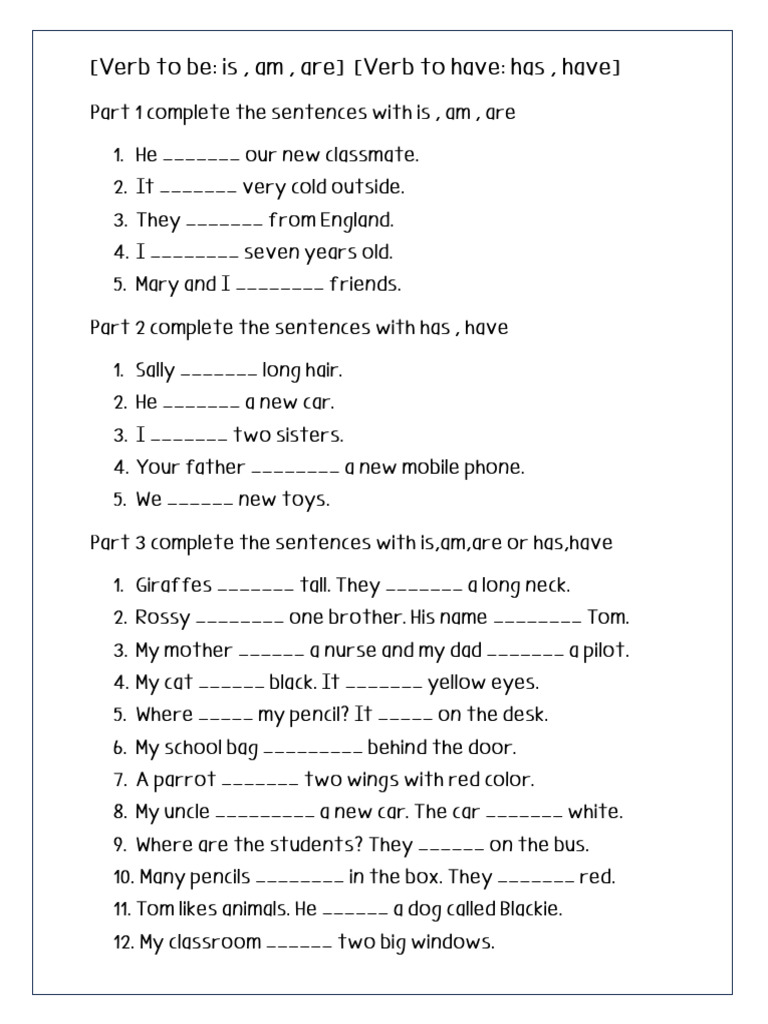 English p2 Verb To Be and Verb To Have | PDF
