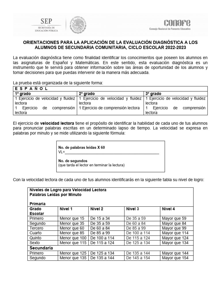 Diagnóstico Lectura y Orientaciones Didácticas | PDF | Puntuación ...