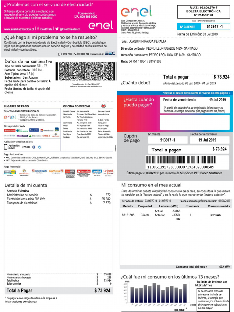 Factura Enel | PDF | Poder (Física) | Energia electrica