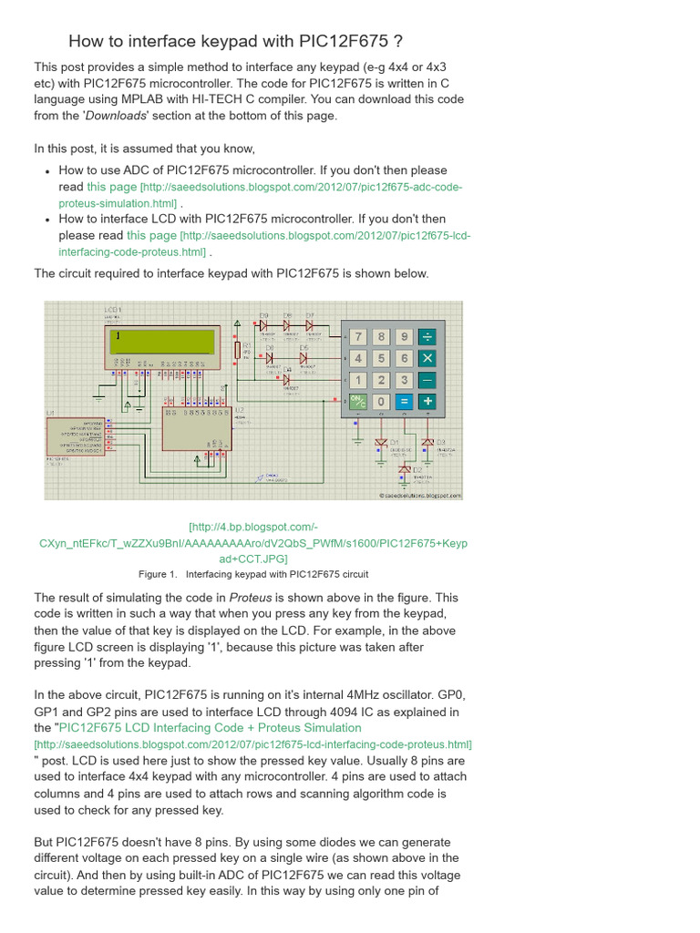 How To Interface Keypad With PIC12F675 - Saeed's Blog | PDF | Diode | Electrical Network