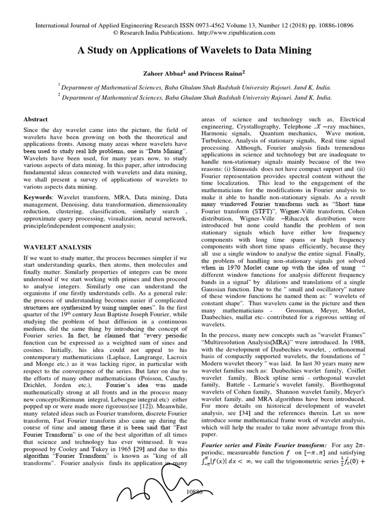 A Study On Applications of Wavelets To Data Mining | Download Free PDF | Wavelet | Mathematical ...