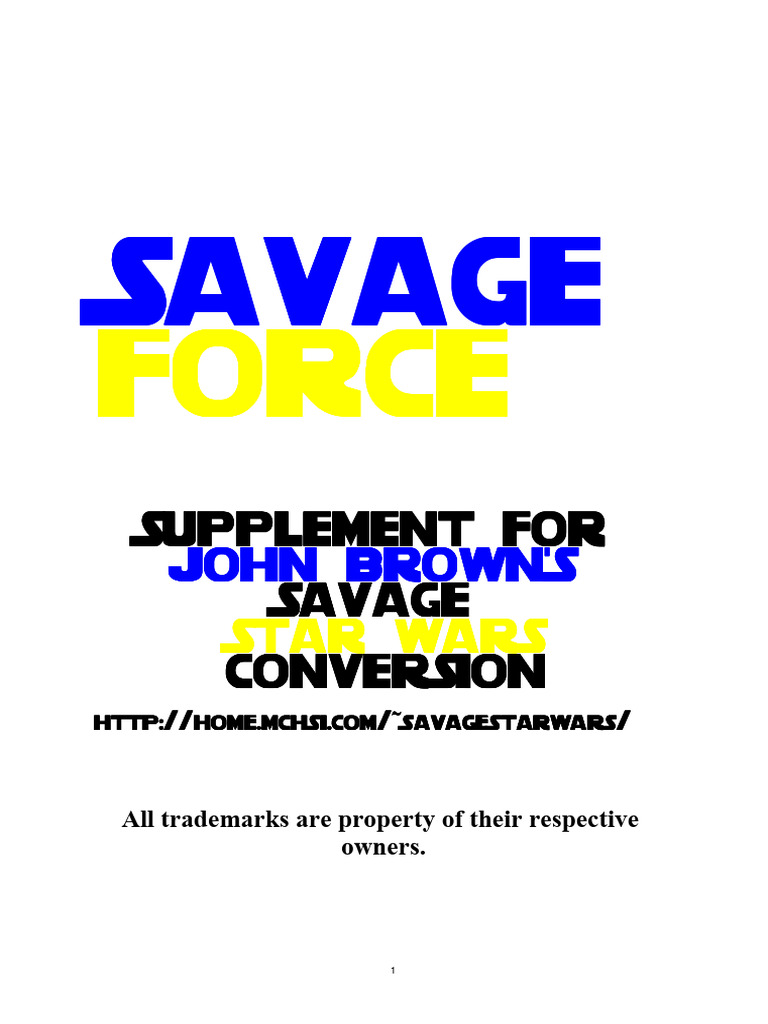 Savage Worlds: Star Wars Force Supplement | PDF | Jedi | Sith