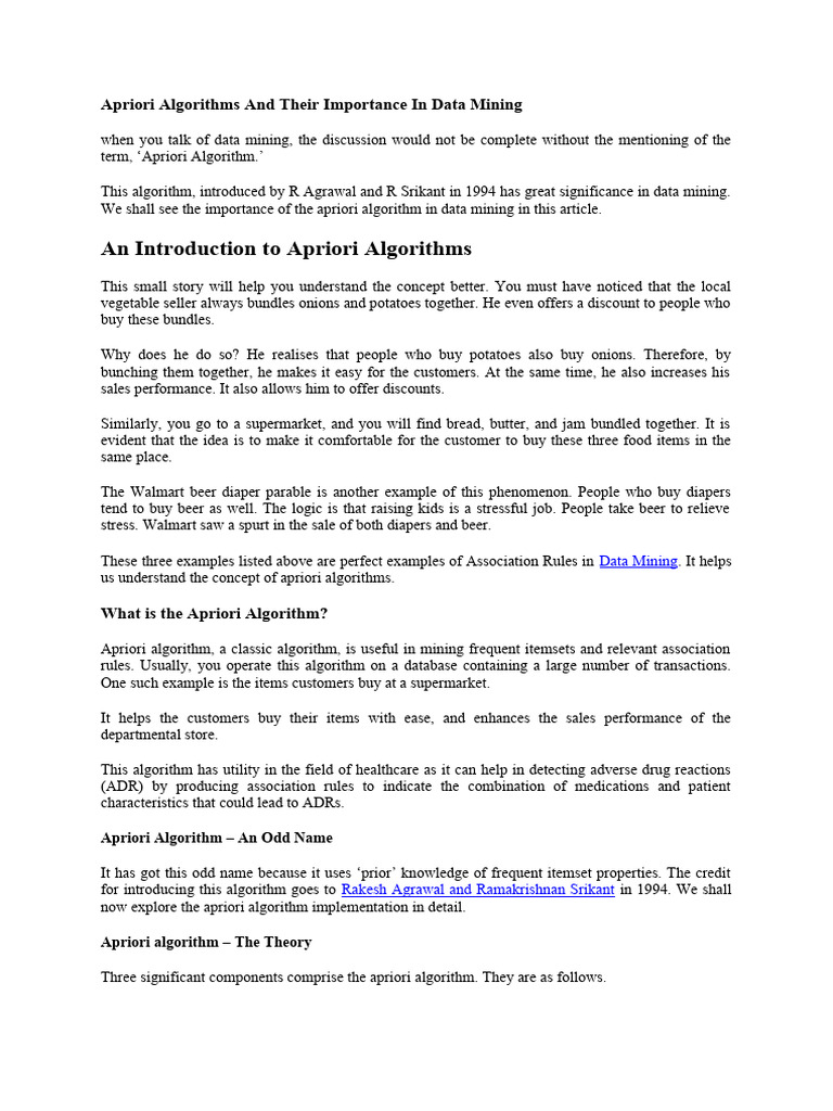 Data Mining With Apriori Algorithm | PDF | Data Mining | Applied Mathematics