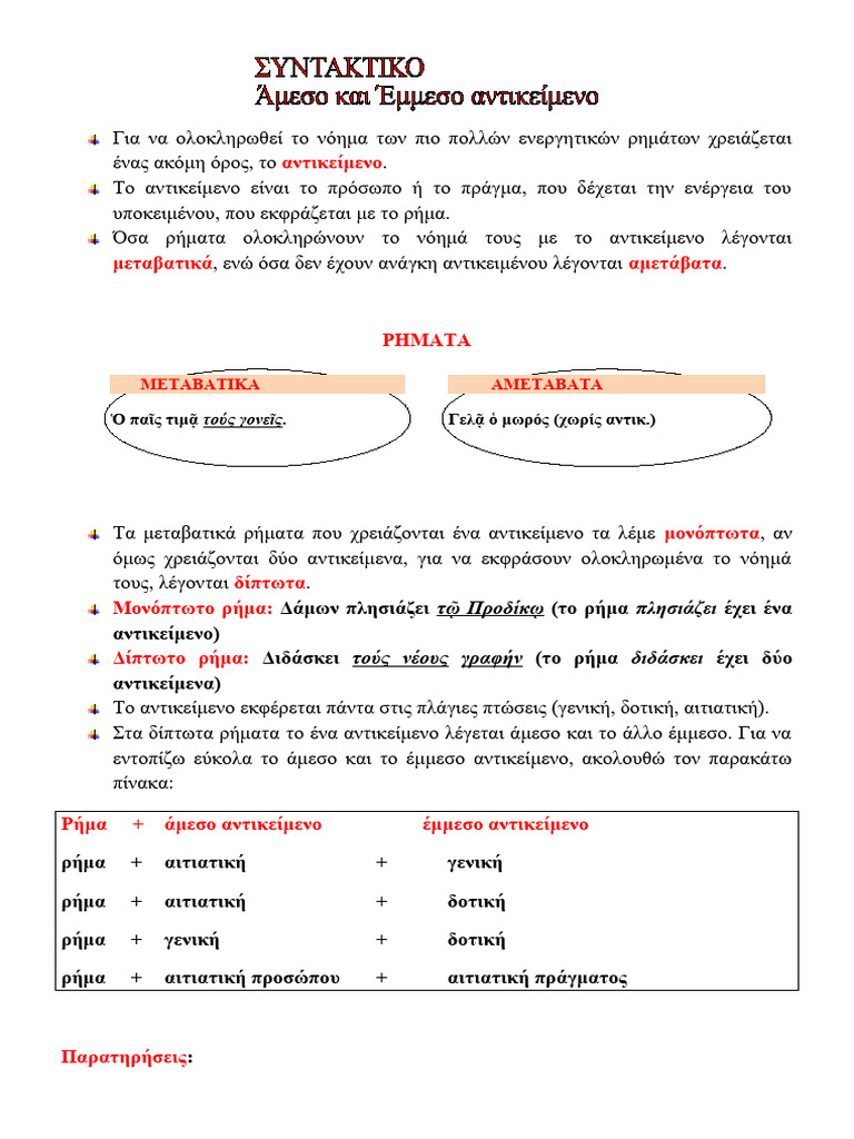 άμεσο και έμμεσο αντικείμενο | PDF