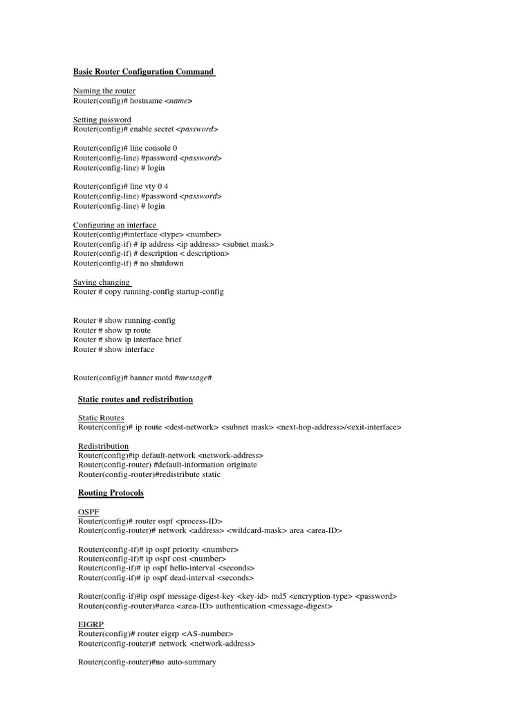 Configuration And Troubleshooting Commands Pdf Ip Address Router Computing 9930
