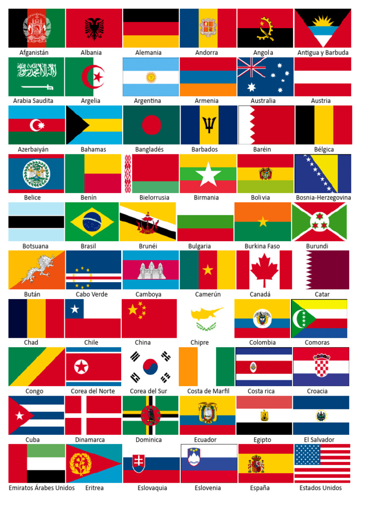 Países Del Mundo Con Banderas Imprimir | PDF | Kosovo | Relaciones Internacionales