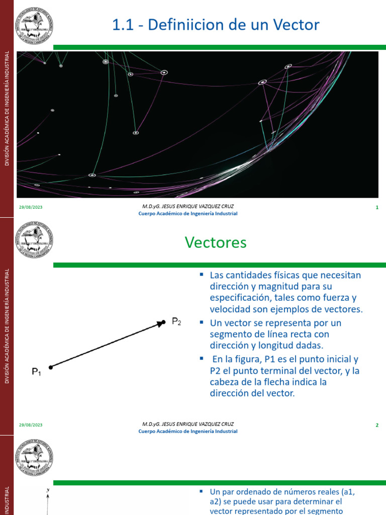 1.1 - Definición de Un Vector | PDF | Vector Euclidiano | Sistema de ...