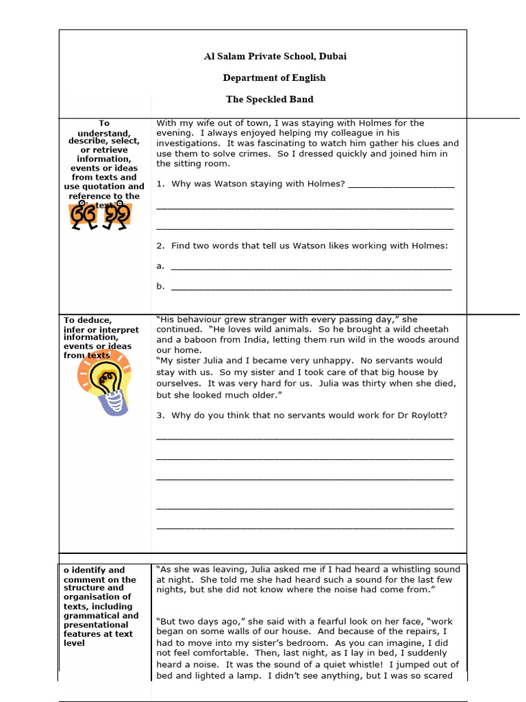 TSB Word - Worksheet | PDF | Sherlock Holmes | Dr. Watson