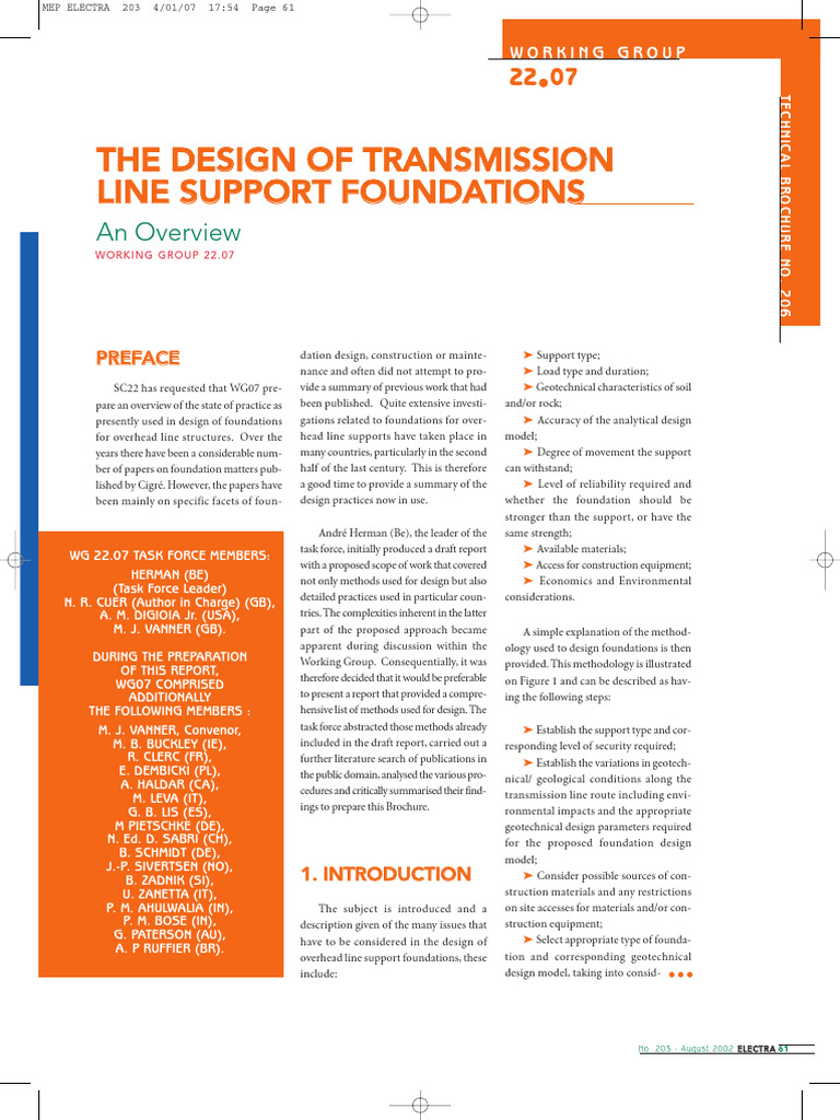 The Design of Transmission Line Support Foundations. An Overview | PDF ...
