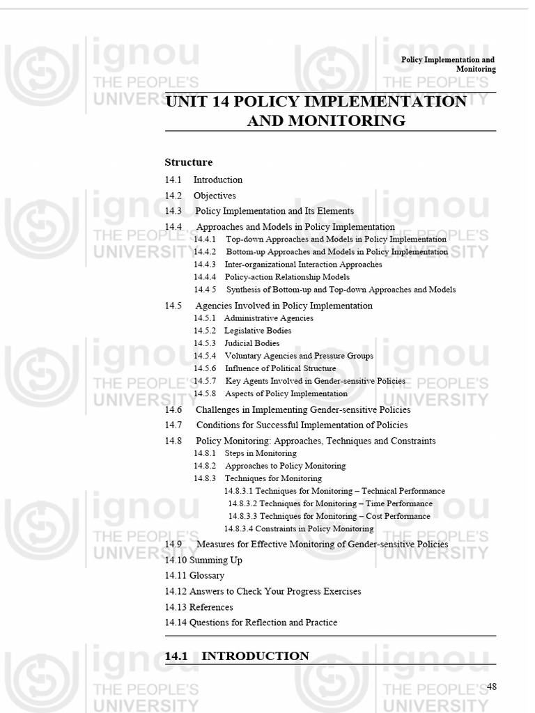 Unit-14 Policy Implementation Best For Module | PDF | Policy | Top Down ...