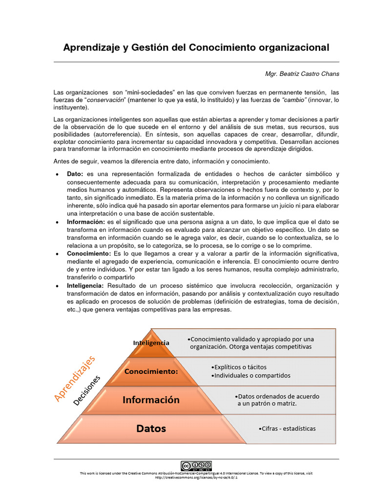 Castro Chans - Aprendizaje y Gestión Del Conocimiento Organizacional | PDF | Conocimiento ...