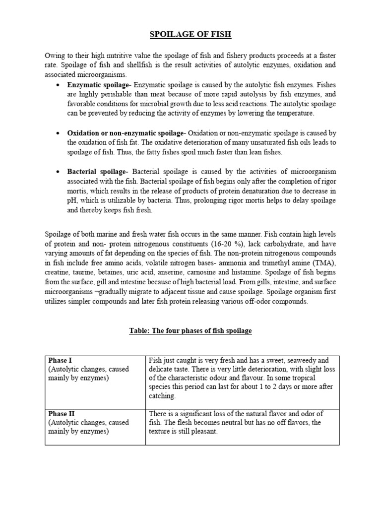 Spoilage of Fish | PDF | Decomposition | Bacteria