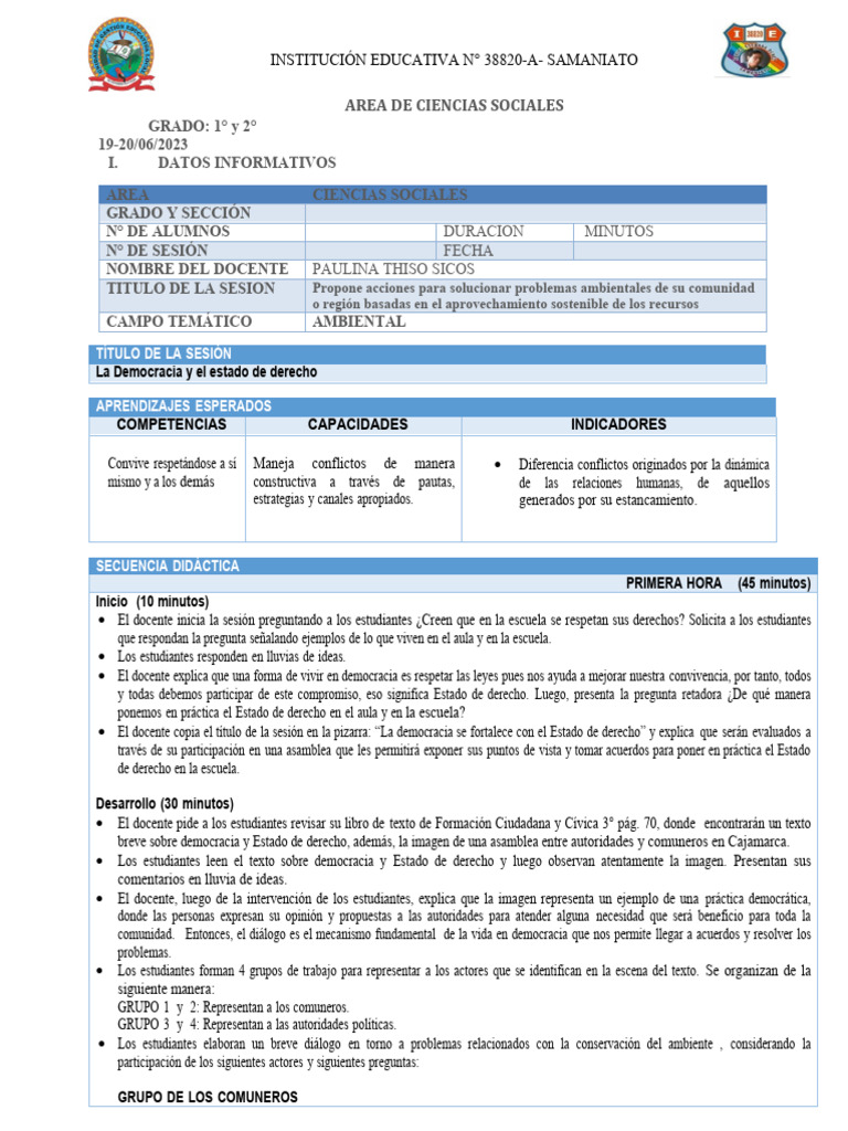 Sesion DPCC La Democracia y El Estado de Derecho | PDF | Democracia | Ideologías políticas