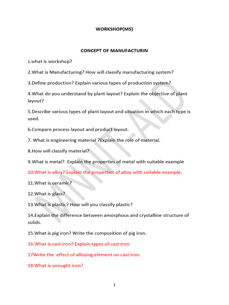 Total Workshop Questions | Download Free PDF | Forging | Extrusion