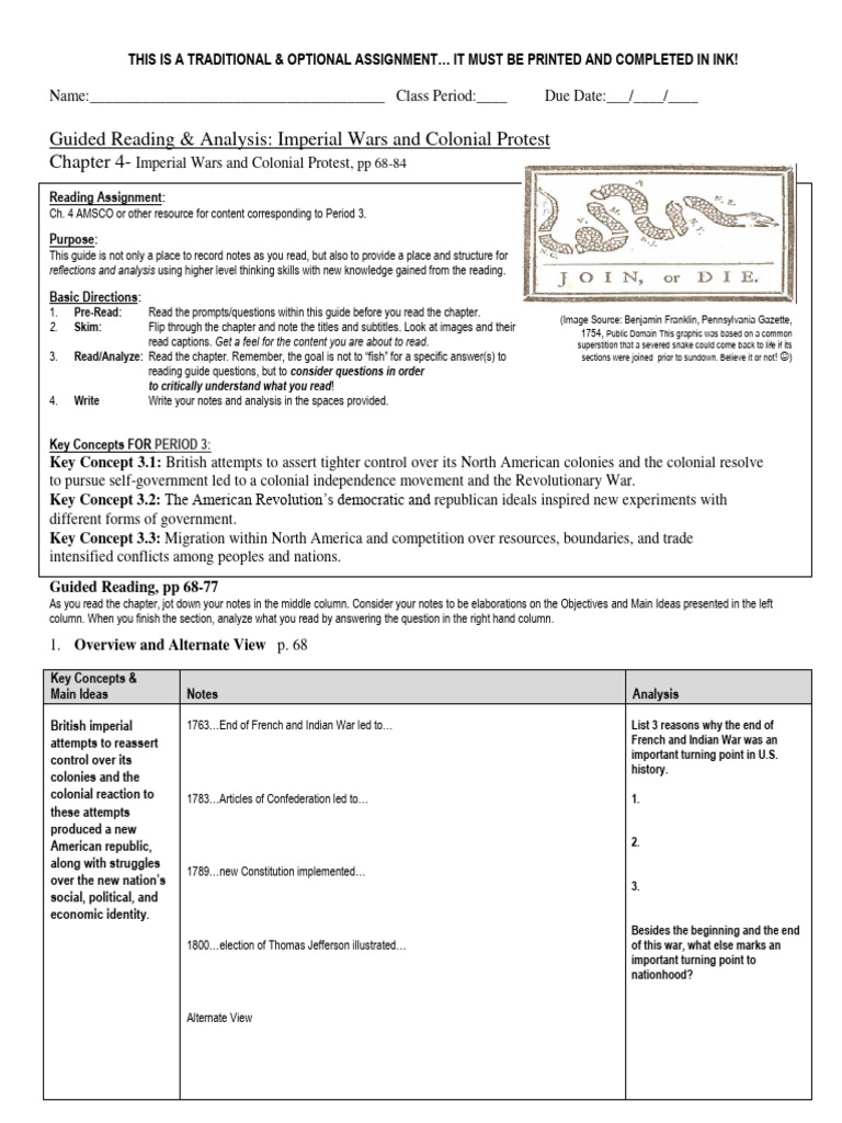 Reading Guide 1, Imperial Wars & Colonial Protests | PDF | British ...